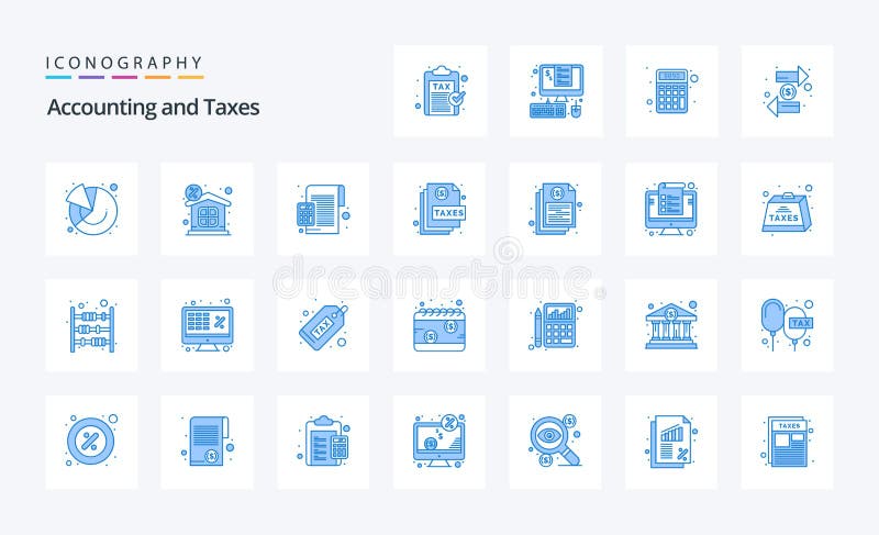 25 Taxes Blue icon pack stock vector. Illustration of document - 264537409