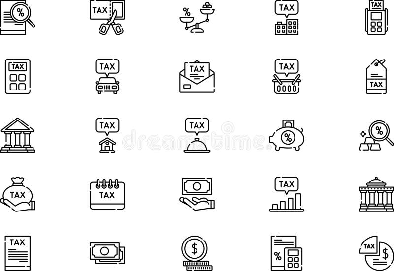 Taxes Icons Collection is a Vector Illustration with Editable Stroke ...
