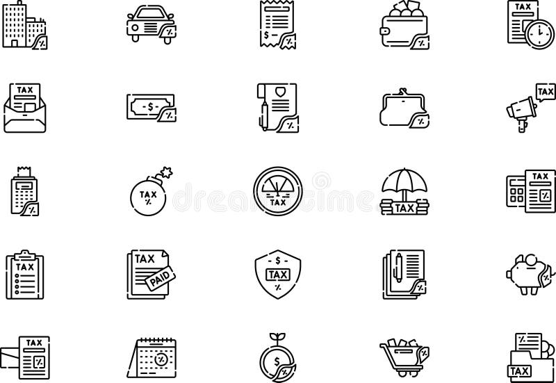 Taxes Icons Collection is a Vector Illustration with Editable Stroke ...