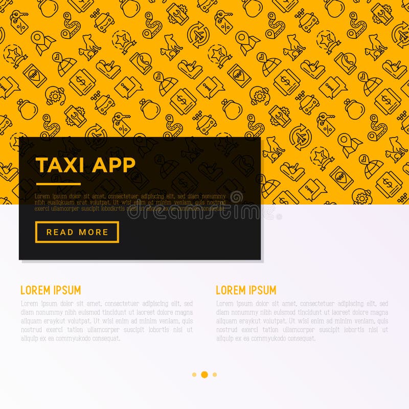 Taxi App Concept with Thin Line Icons: Payment Method, Promocode, App ...