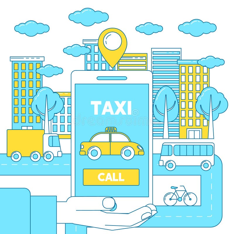 Taxi app illustration. stock vector. Illustration of banner - 85958567