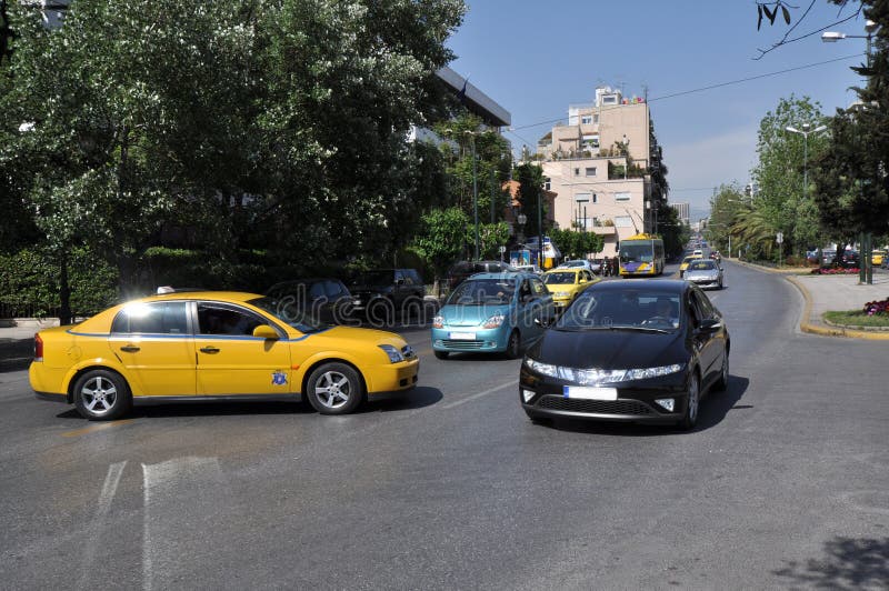 Taxi in Athens Greece stock photo. Image of transport - 9400578