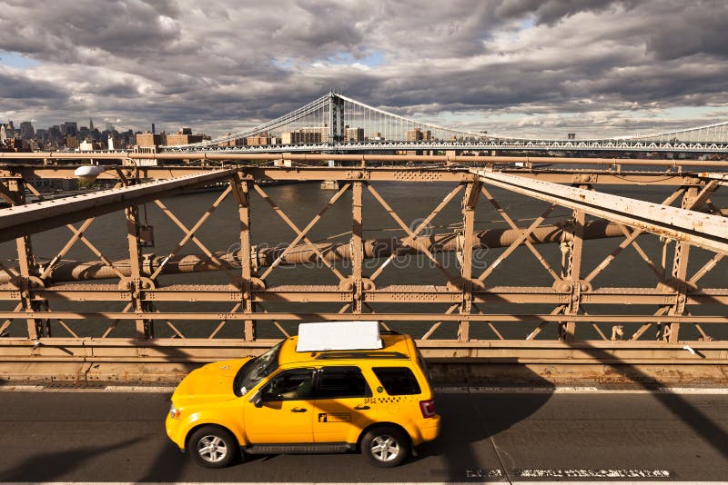 Taxi on bridge stock image. Image of shadow, steel, construction - 27137661