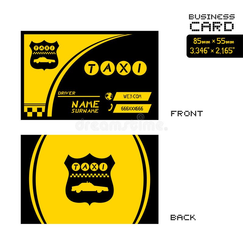Taxi business card stock vector. Illustration of service - 102180722