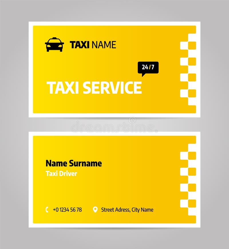 Taxi Business or Visiting Card. Stock Vector - Illustration of personal ...