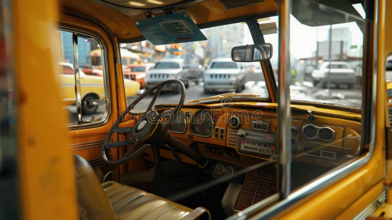 Taxi Cab Interior View stock photo. Image of vehicle - 374714488