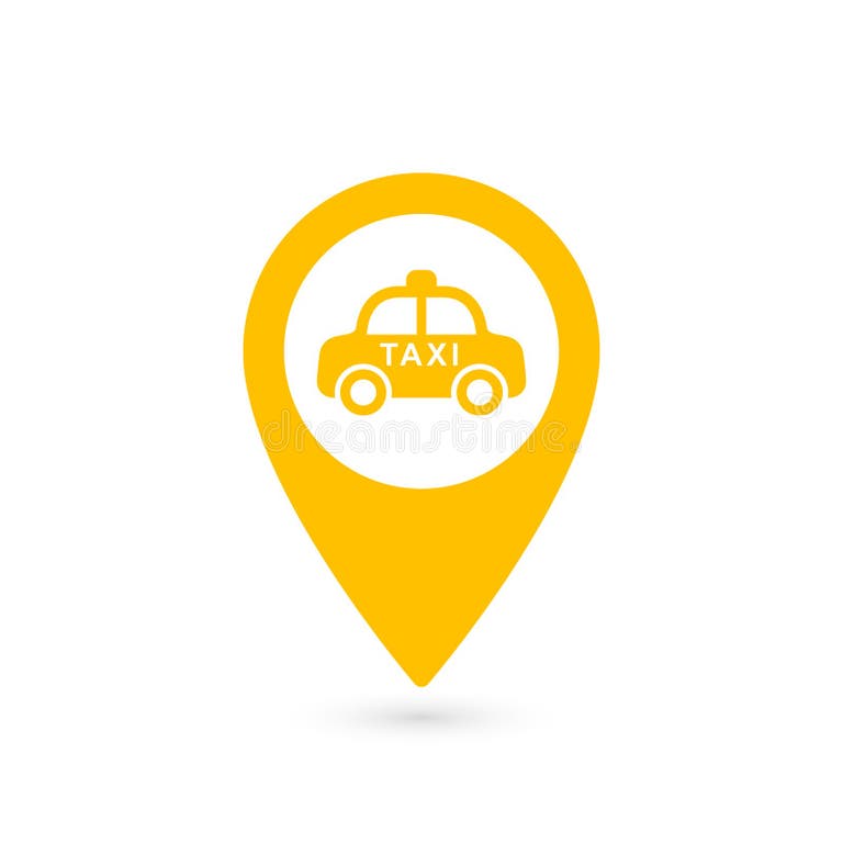 Taxi Cab Map Pointer Icon Flat Design. Vector Yellow Sign Stock Vector ...