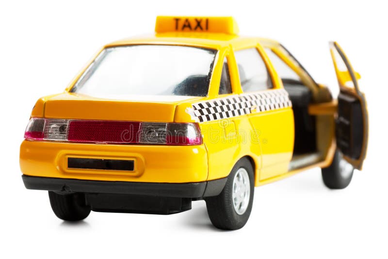 Yellow Taxi Car Front View. Stock Image - Image of vintage, reflection ...
