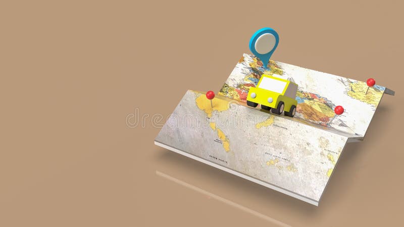 The Taxi and Check Point on Map for Travel or Application Concept 3d ...