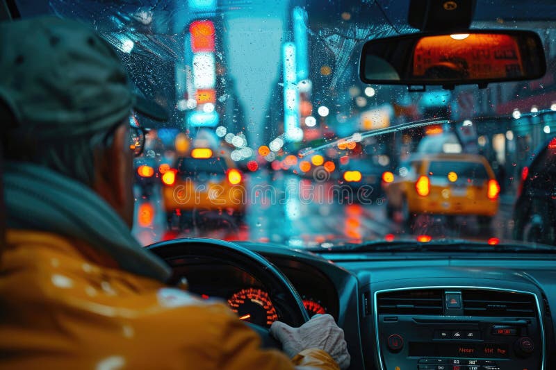 Taxi driver in cab driving stock photo. Image of professional - 347028702