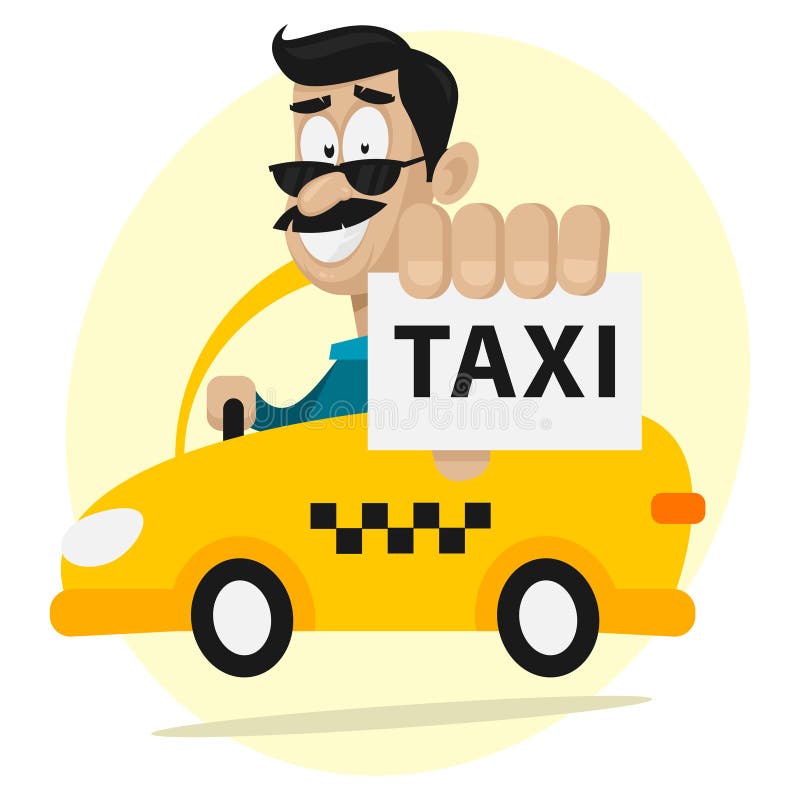 Taxi Driver Moves by Car and Smiling Stock Vector - Illustration of ...