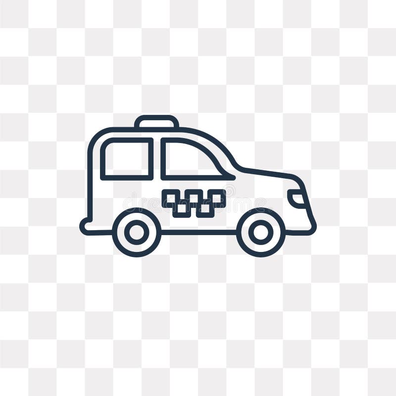 Taxi Facing Left Vector Icon Isolated on Transparent Background, Linear ...