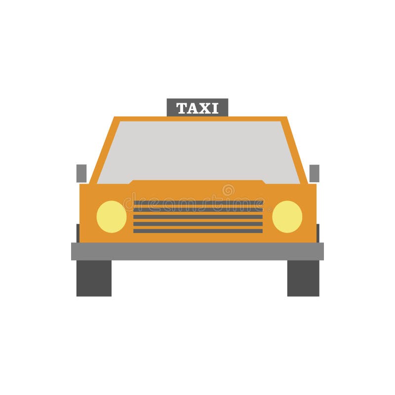 Taxi Car Front View with Driver and Passenger. Yellow Cab Stock Vector ...
