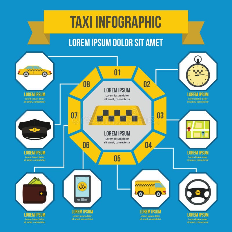 Taxi Infographic Template. Flat Design Stock Vector - Illustration of ...