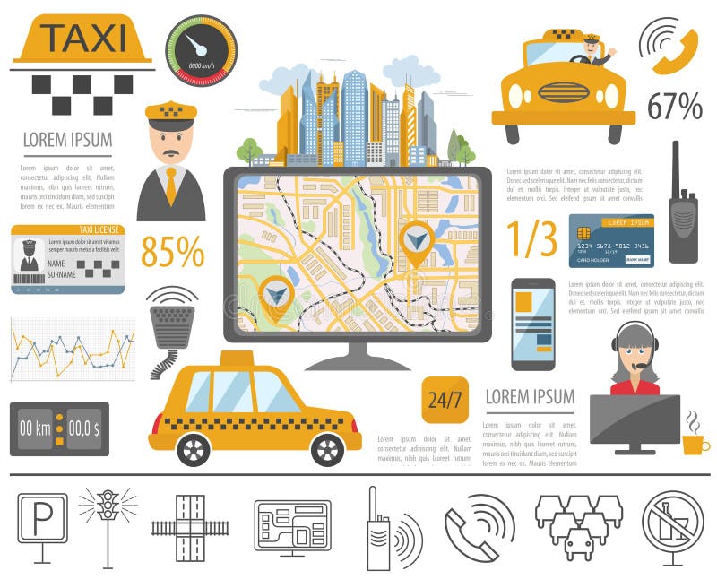 Taxi Infographic Template. Flat Design Stock Vector - Illustration of ...