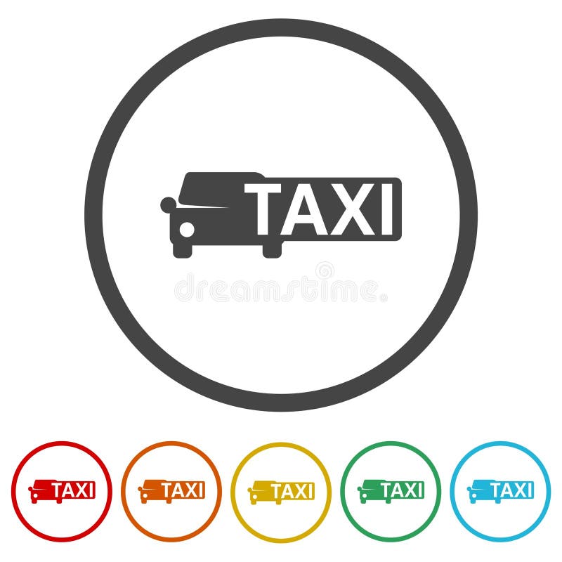 Taxi Logo. Set Icons in Color Circle Buttons Stock Vector ...