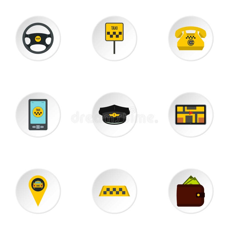 Taxi Order Icons Set, Flat Style Stock Vector - Illustration of symbol ...