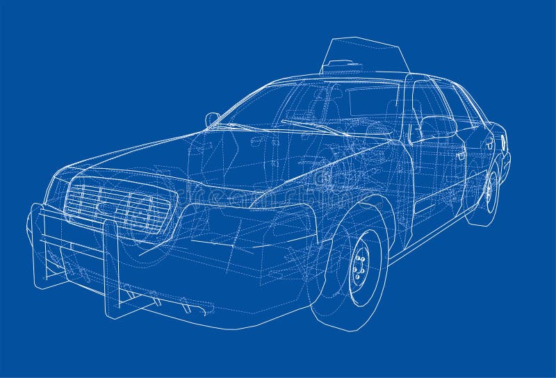 Taxi outline drawing stock illustration. Illustration of classic ...