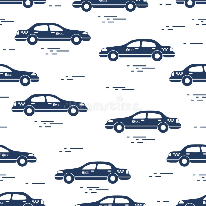 Taxi pattern. stock vector. Illustration of silhouette - 130094514