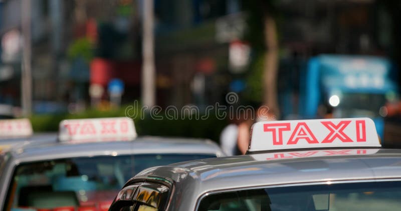 Taxi queue up in street stock image. Image of street - 200292363