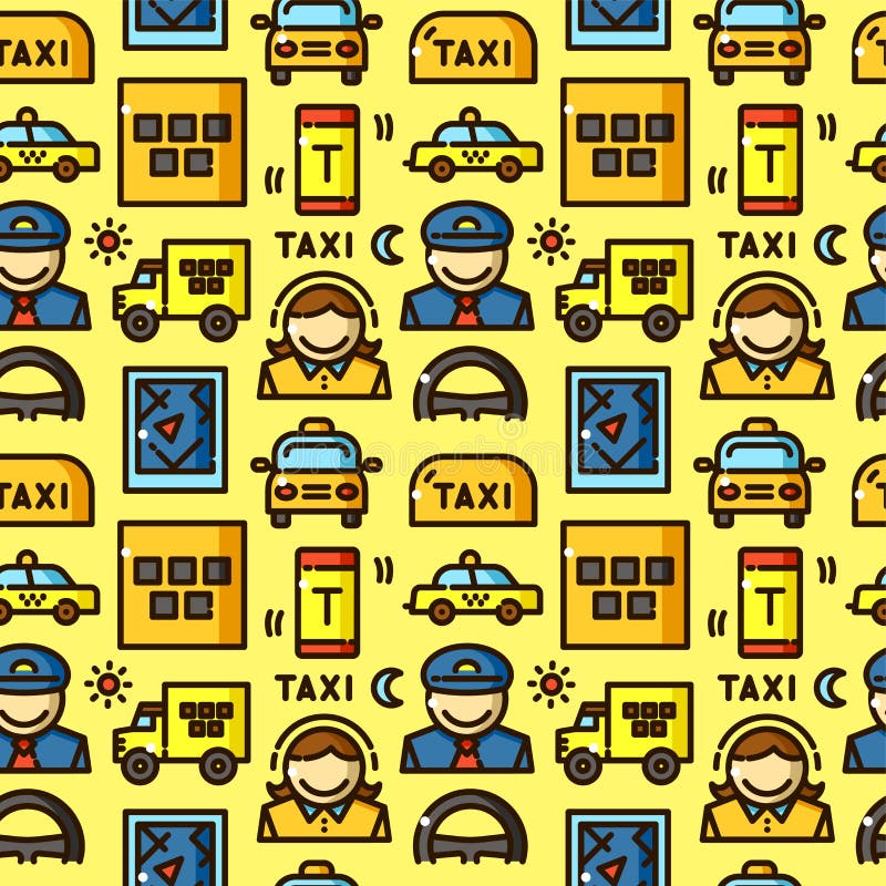 Taxi Seamless Pattern Vector Illustration Stock Vector - Illustration ...