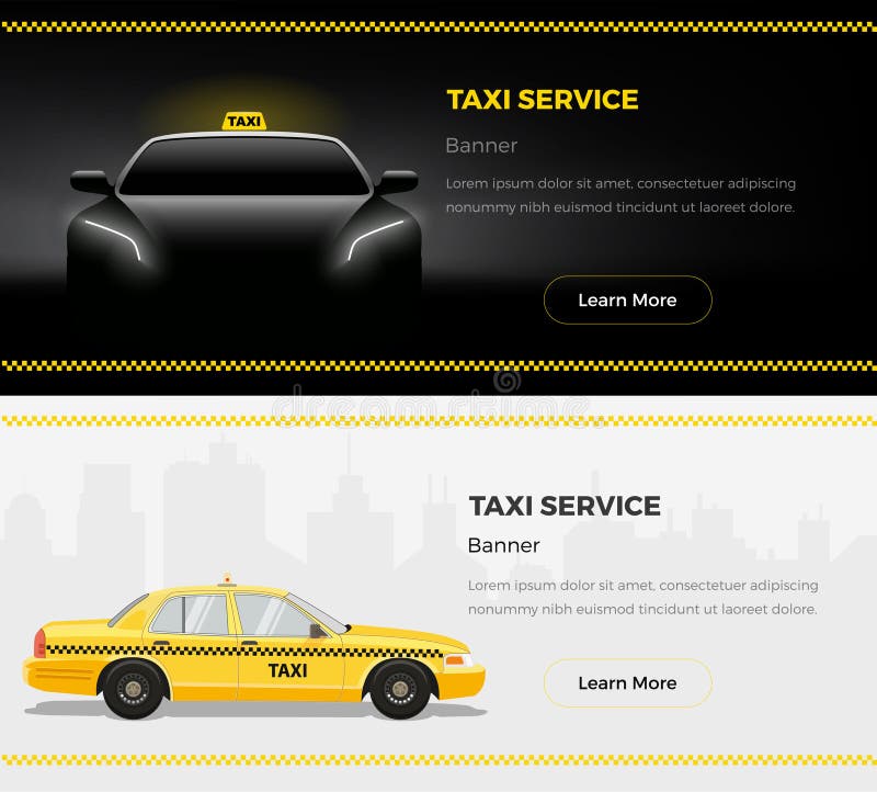 Taxi Service Web Banners. Taxi Themed Vector Illustration. Stock Vector ...