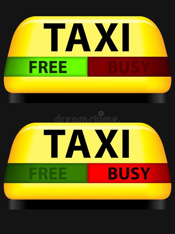 Taxi Sign with Free and Busy Lights Stock Vector - Illustration of ...