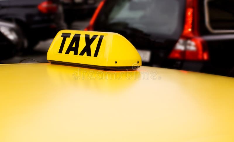 Taxi sign yellow stock photo. Image of reflection, lights - 22019508