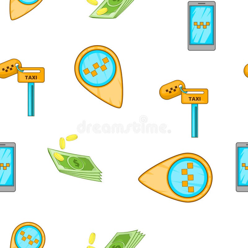 Taxi Signs Pattern, Cartoon Style Stock Vector - Illustration of ...