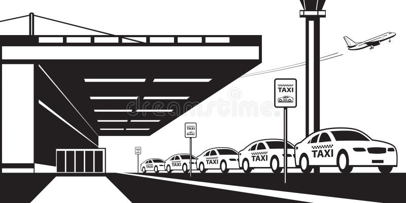 Taxi Stand at Airport Terminal Stock Vector - Illustration of wheel ...