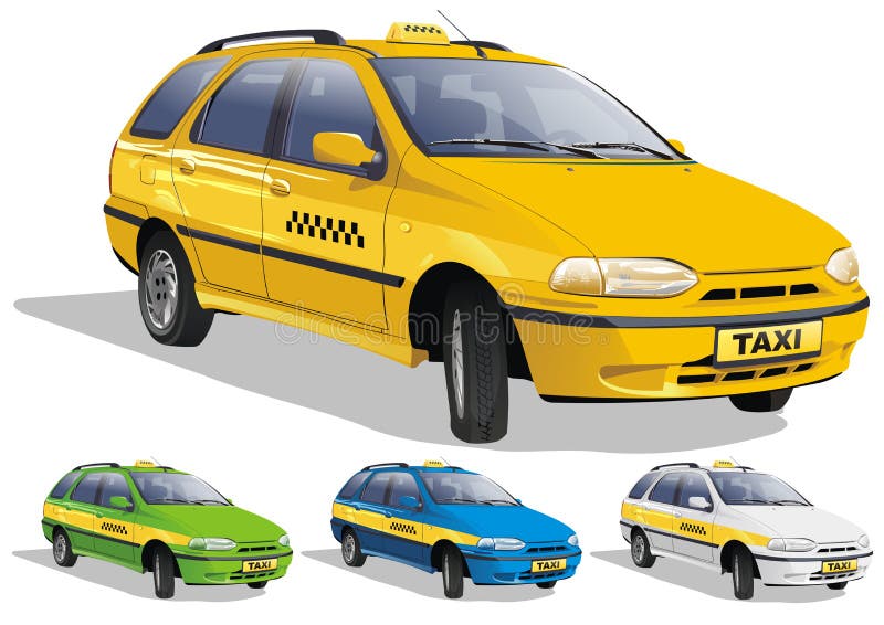 Taxi in three variants stock illustration. Illustration of ...