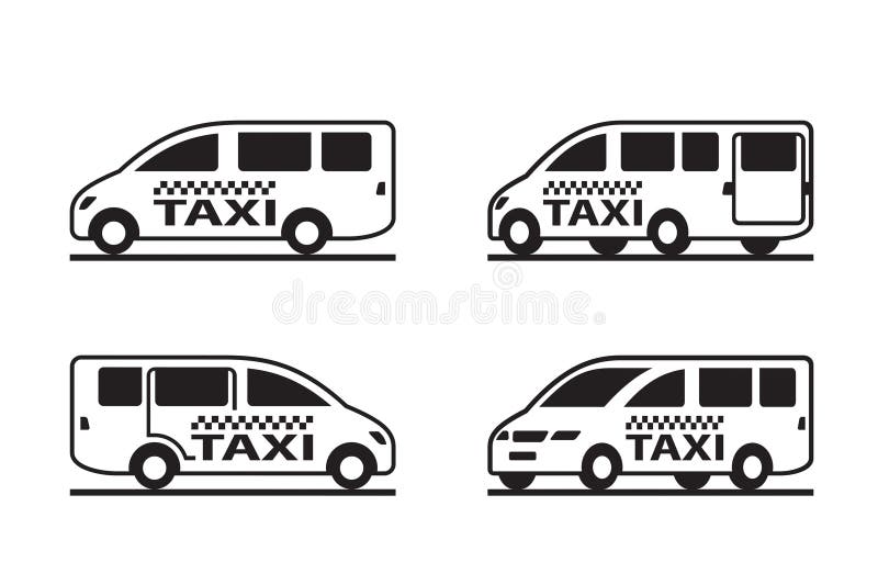Taxi van in different view stock vector. Illustration of icon - 310407180