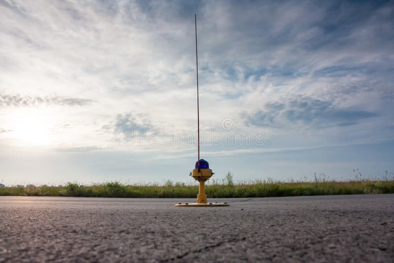 Taxiway, side row lights stock image. Image of indicator - 74320547