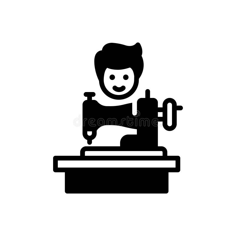 Black Solid Icon for Taylor, Machine and Job Stock Illustration ...