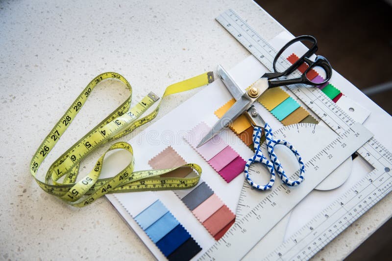 Taylor Tools Set with Scissors, Color Samples Stock Image - Image of ...