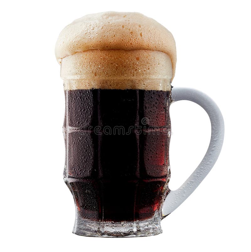 Taza De Cerveza Oscura Escarchada Con Espuma Foto de archivo - Imagen ...