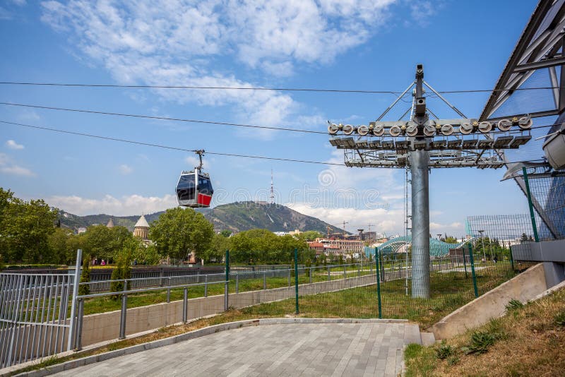 Tbilisi Cable Car, View To Funicular on Mtatsminda Stock Image - Image ...