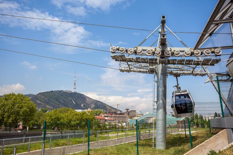 Tbilisi Cable Car, View To Funicular on Mtatsminda Stock Photo - Image ...
