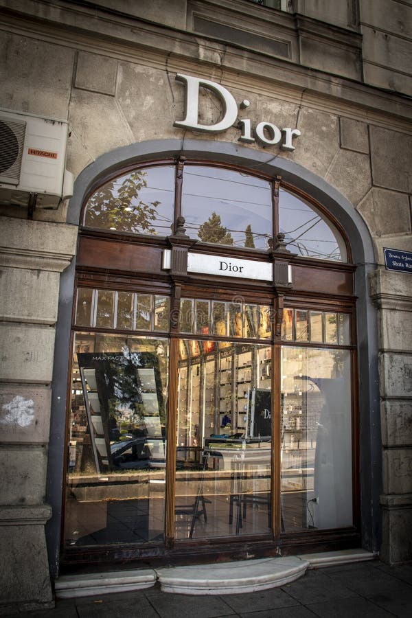 Tbilisi Georgia - Window of Dior Store with Reflections and View of Counter and Shelves Inside ...