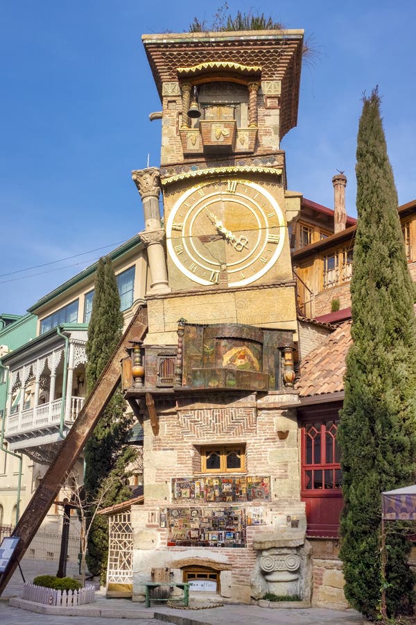 Leaning clock tower editorial stock photo. Image of building - 242878973