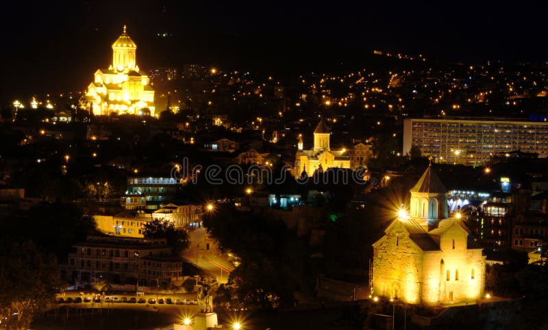 Tbilisi night view stock image. Image of georgian, fortress - 21282447