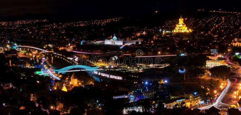 Tbilisi at night stock image. Image of city, tbilisi - 67740571