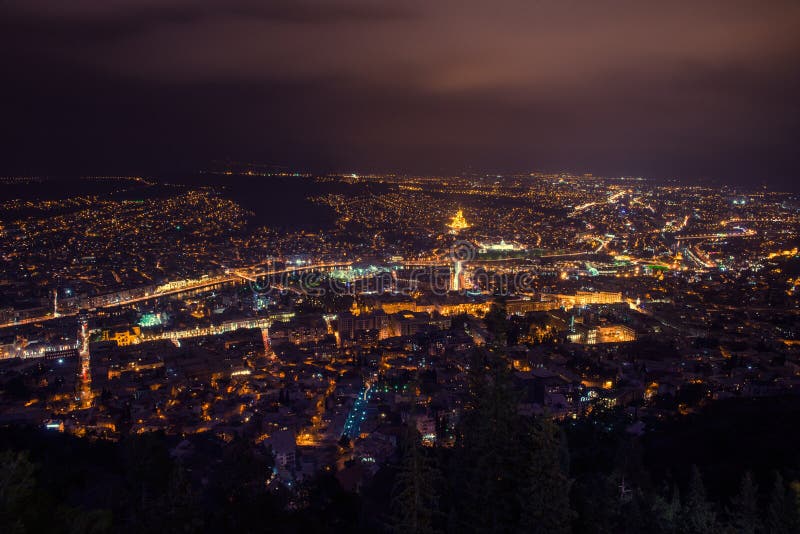 Tbilisi at night stock photo. Image of famous, dusk, dark - 93035786