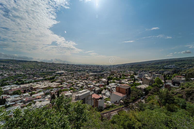 Tbilisi S Cityscape from the Mtatsminda Hill Stock Photo - Image of ...