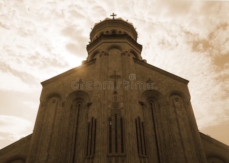 Tbilisi Sameba Cathedral Back View Stock Image - Image of carved ...