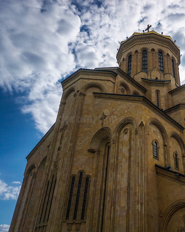 Tbilisi Sameba Cathedral Back View Stock Image - Image of orthodoxy ...