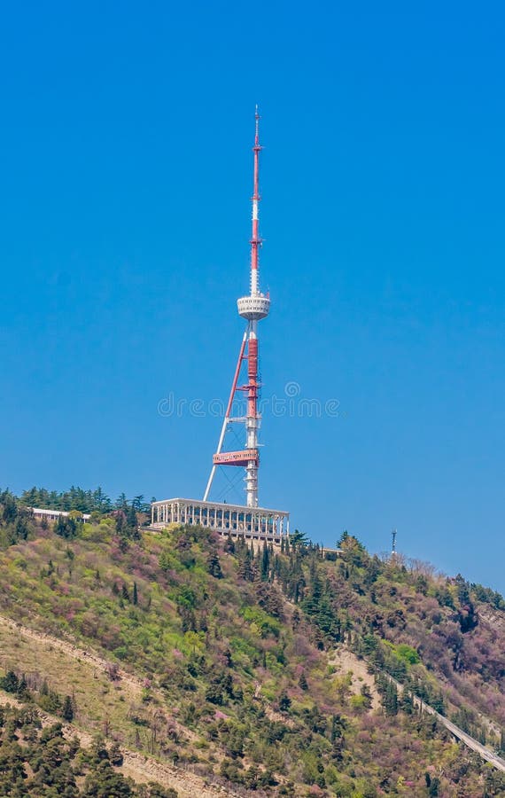 Tbilisi TV Broadcasting Tower from Sololaki Hill, Georgia Stock Photo ...