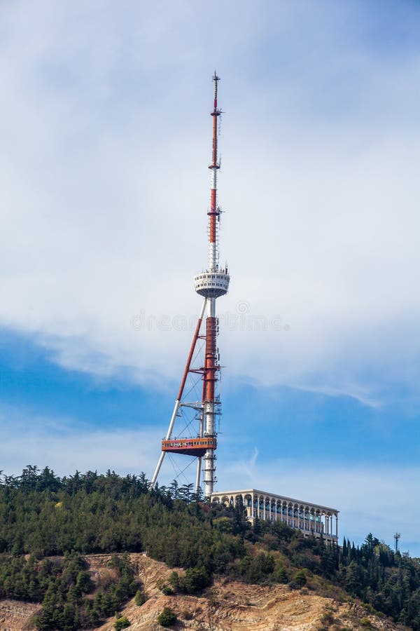 Tbilisi TV Tower on Mount Mtatsminda - Georgia Stock Photo - Image of ...
