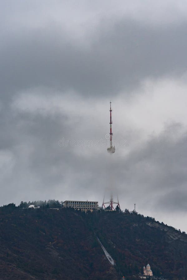 Tbilisi TV Tower on Mount Mtatsminda - Georgia Stock Image - Image of ...