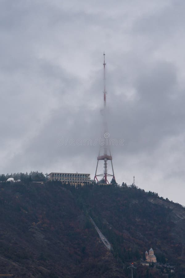 Tbilisi TV Tower on Mount Mtatsminda - Georgia Stock Image - Image of ...
